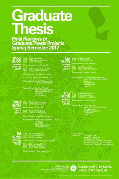 Graduate Final Thesis Presentations May 22 - May 26 - ArtU School of ...